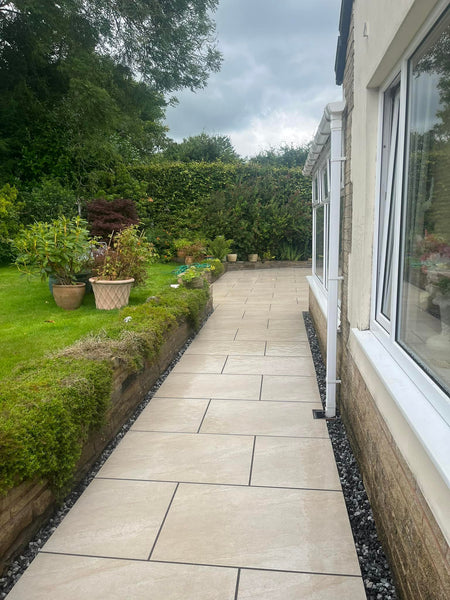 Desert Beige Porcelain Paving – Beige Outdoor Tiles (Single Sizes ...