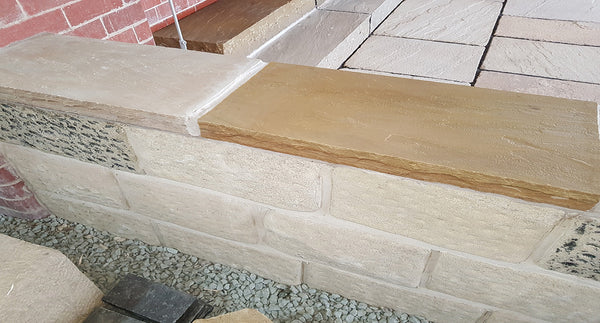 Golden Leaf Riven Sandstone Coping Stones – Natural Wall Caps – Bridge ...