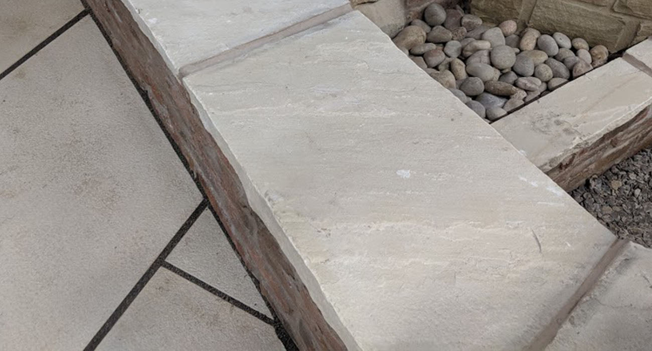 Whitby Riven Sandstone Coping Stones – Rock-Faced Wall Caps – Bridge ...